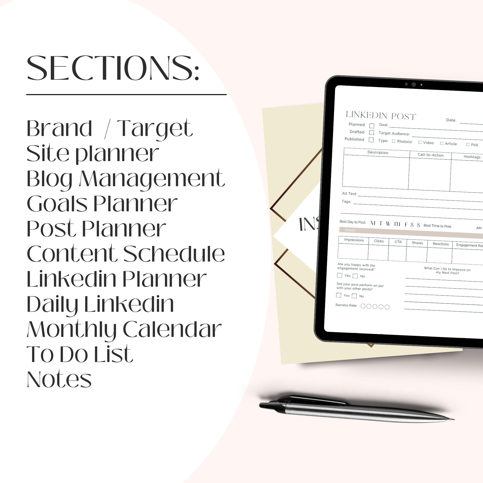 Editable Linkedin Planner in Canva, Minimalist Digital Planner, A4/a5 ...