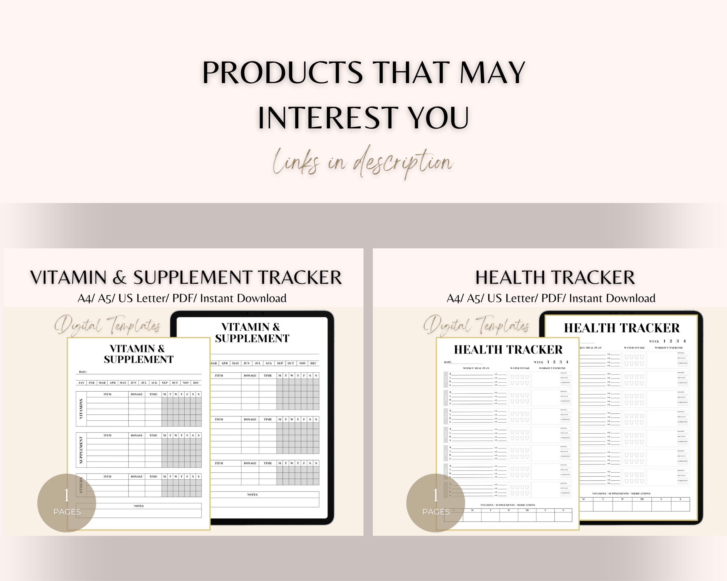 Daily Vitamin Tracker Printable Supplement Checklist Fitness - Etsy
