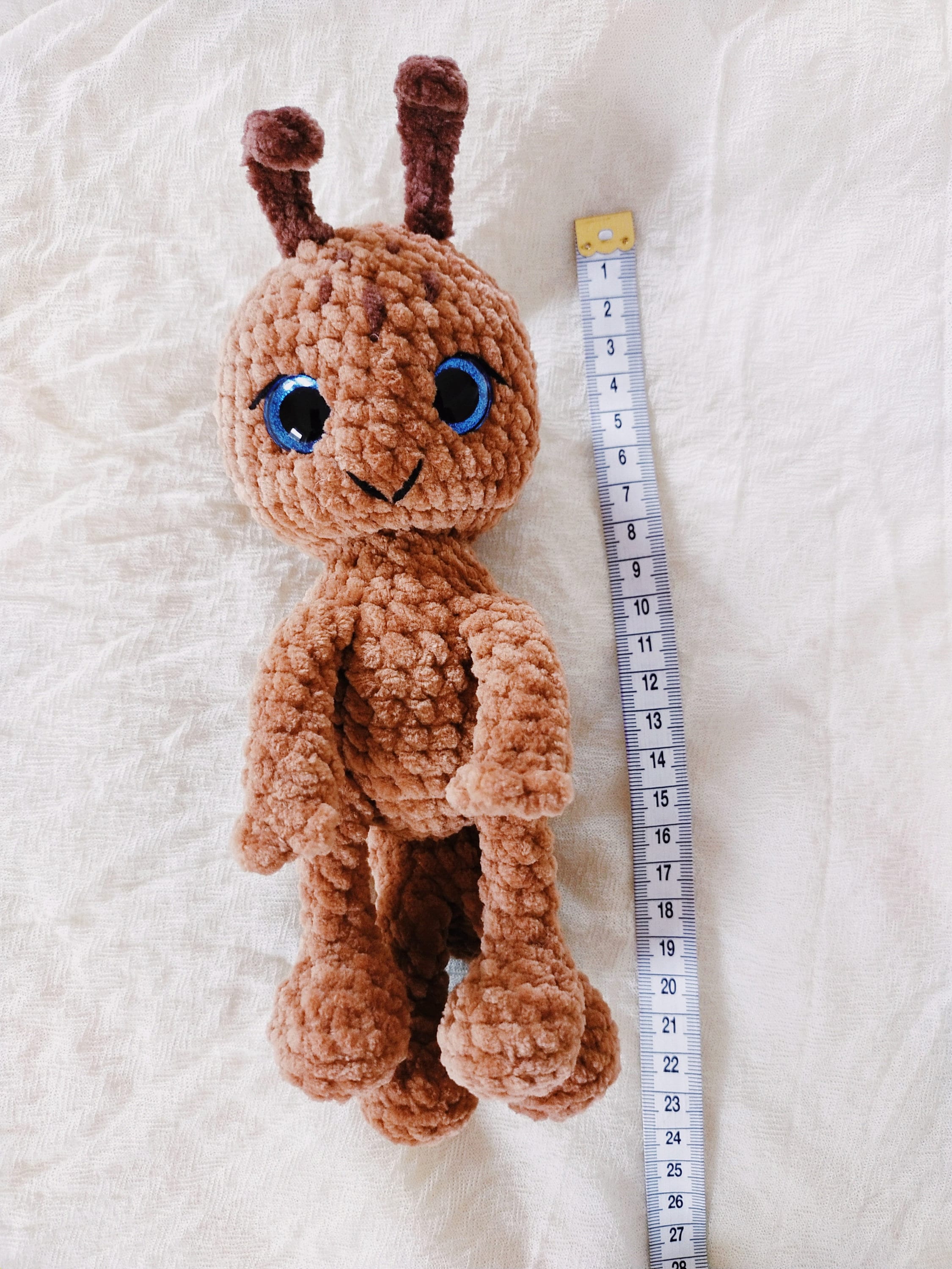 Brown Crochet Ant With Blue Eyes. Amigurumi Insect. Soft Plush Toy for ...