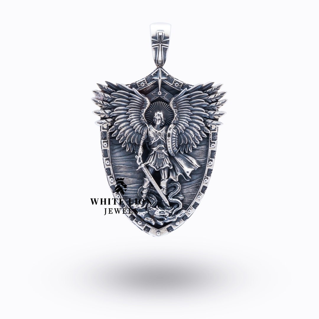 St Michael Archangel God Army Commander Orthodox Shield Pendant 925 ...