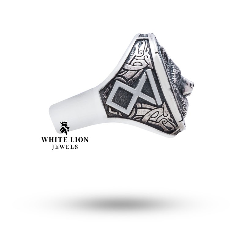 Wolf Head Warlock Jungle Animal 925 Sterling Silver Oxidized Men's ...