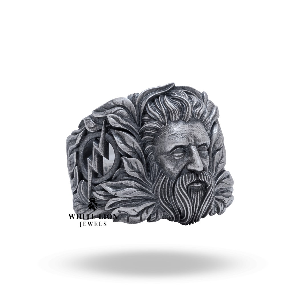 Zeus Greek God Ring | 925 Sterling Silver | Oxidized Finish | Unique ...