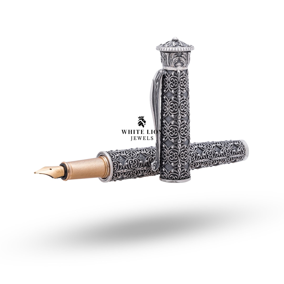 Elegant Vintage Luxury Fountain Pen | 925 Sterling Silver | Premium ...