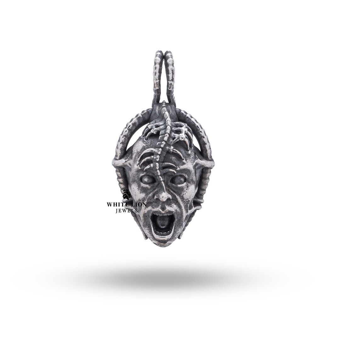 Scorpio Gothic Skull Biker Rider Screaming Pendant Oxidized 925 ...