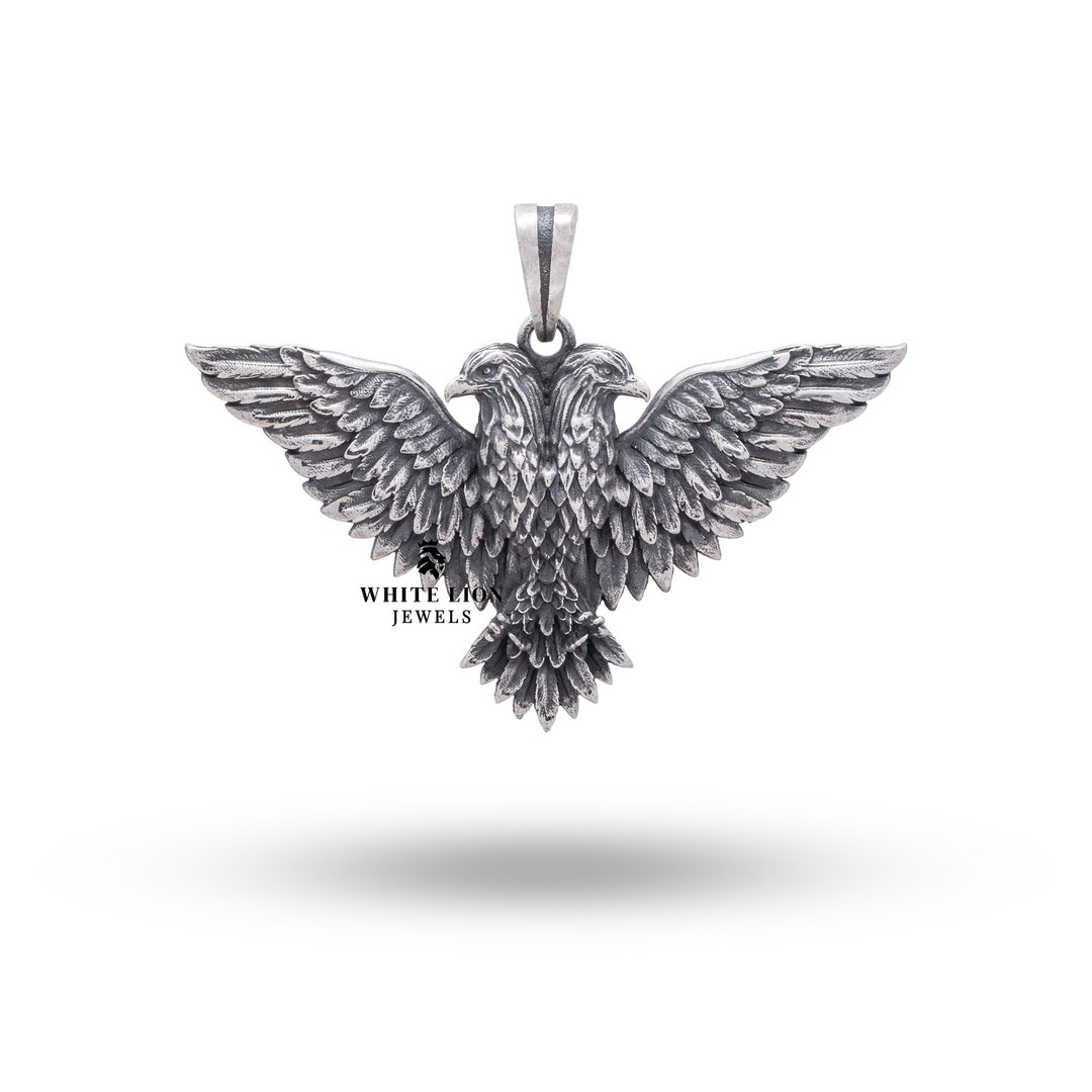 Two Headed Eagle Pendant | 925 Sterling Silver | Oxidized Finish ...