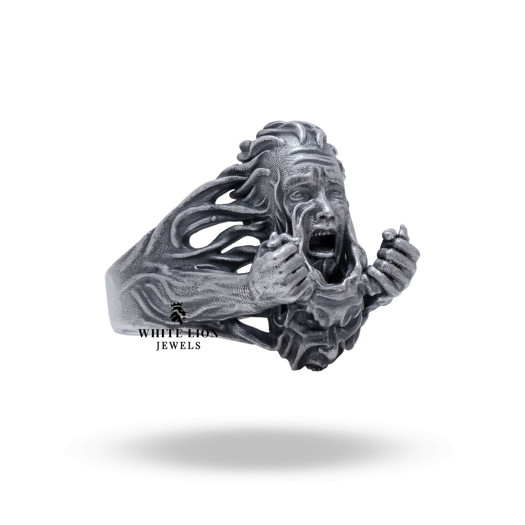 Scream Mask Transformation Ring | 925 Sterling Silver | Unique ...