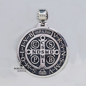 Saint Benedict Christian Medallion Pendant 925 Silver Gift Birthday - Etsy