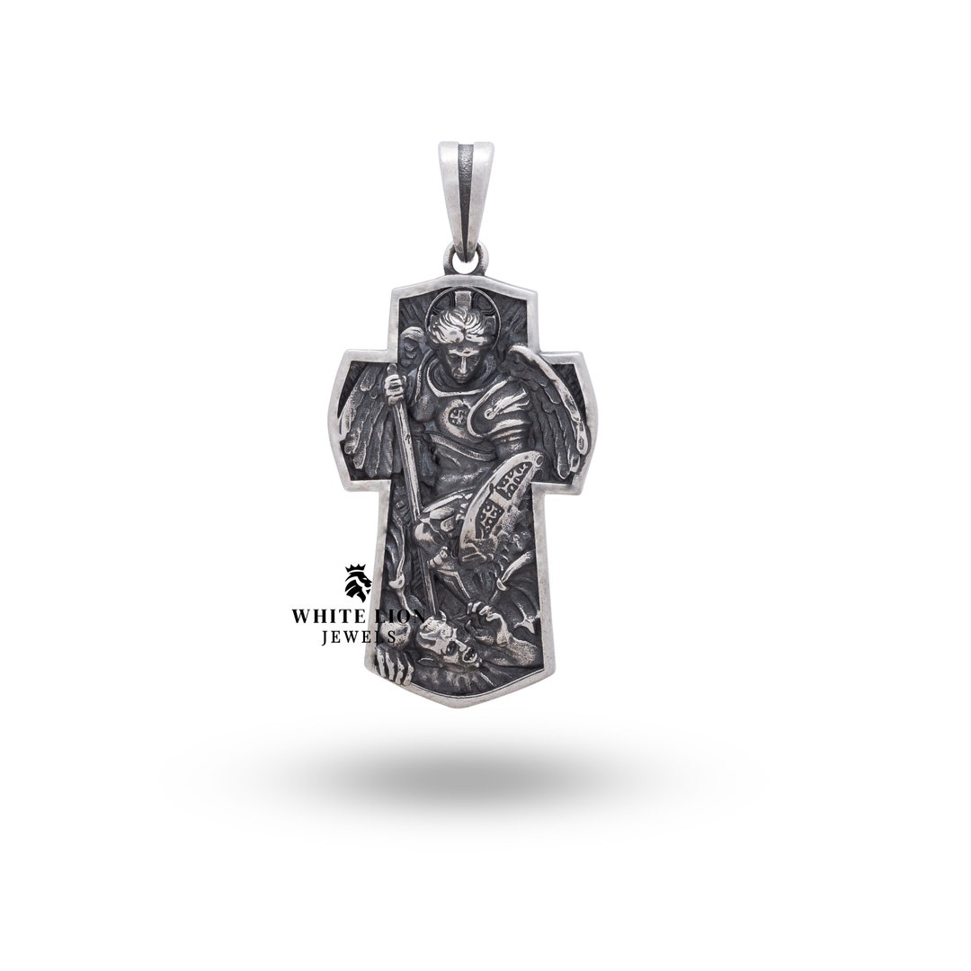St Michael Archangel Cross Orthodox Shield Pendant 925 Silver - Etsy