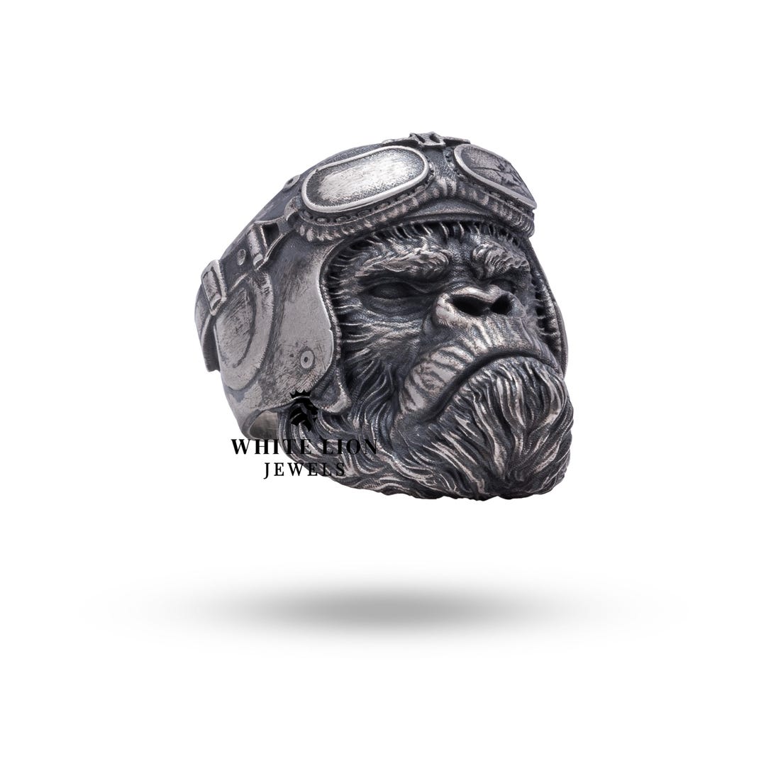 Monkey Chimpanzee Biker Rider Ape Early Human Men Ring Birthday Gift - Etsy