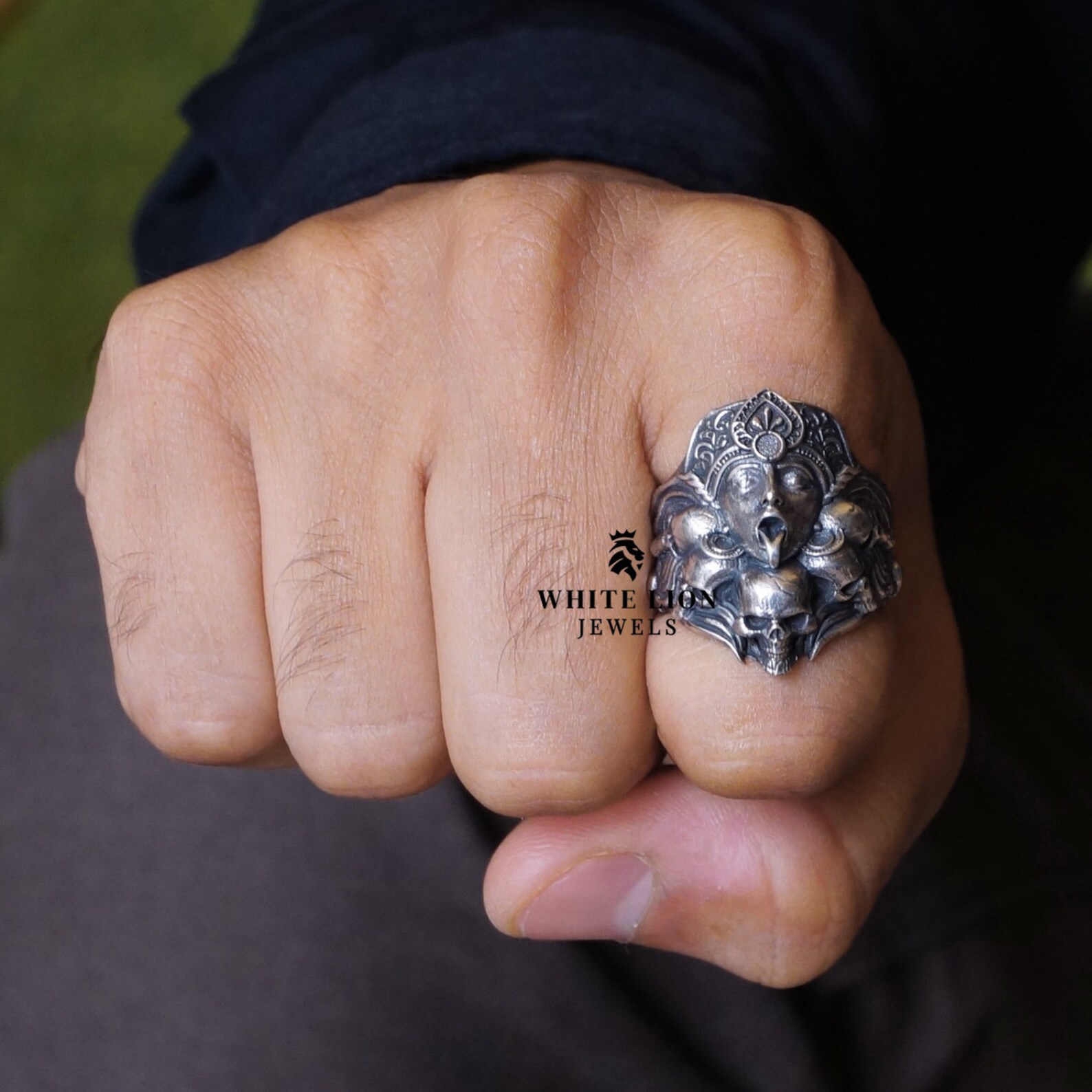 Kali Skulls Gothic Ring | 925 Sterling Silver | Unique Gothic Jewelry ...
