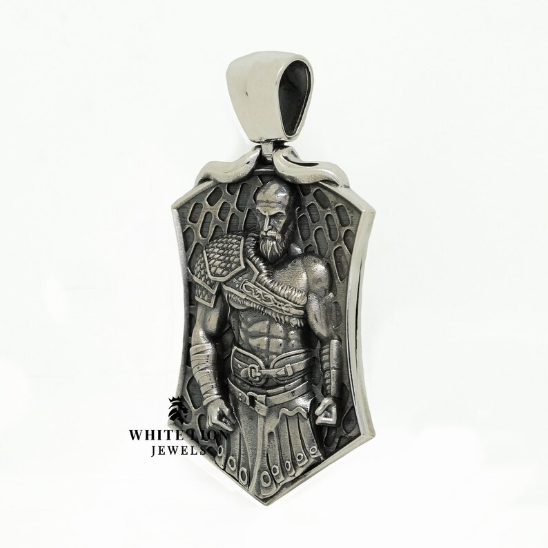 Kratos God of War Big Pendant Oxidized 925 Silver Biker Rider Gift Men ...