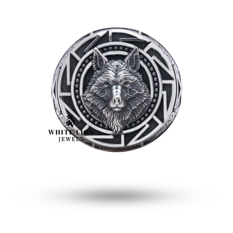 Wolf Head Warlock Jungle Animal 925 Sterling Silver Oxidized Men's ...