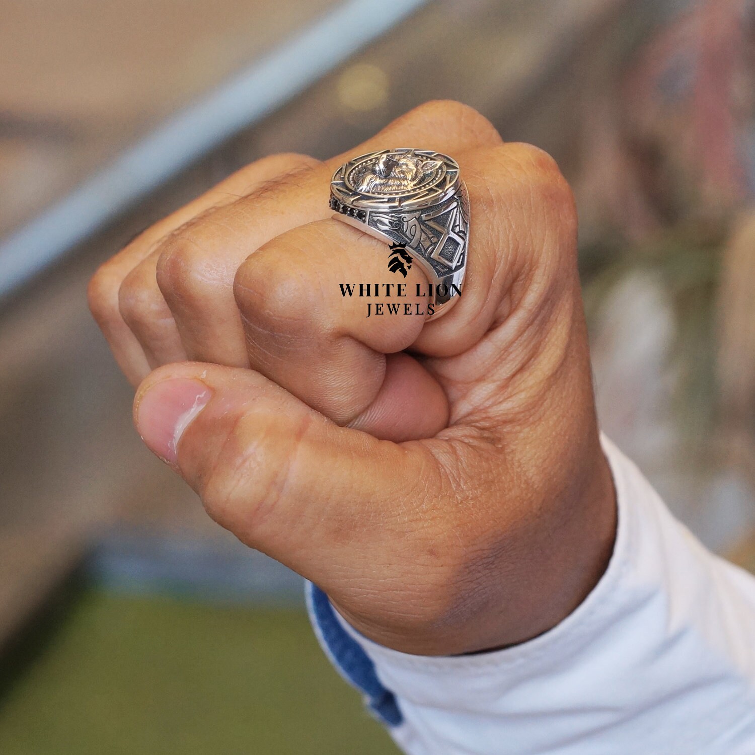 Wolf Head Warlock Jungle Animal 925 Sterling Silver Oxidized Men's ...