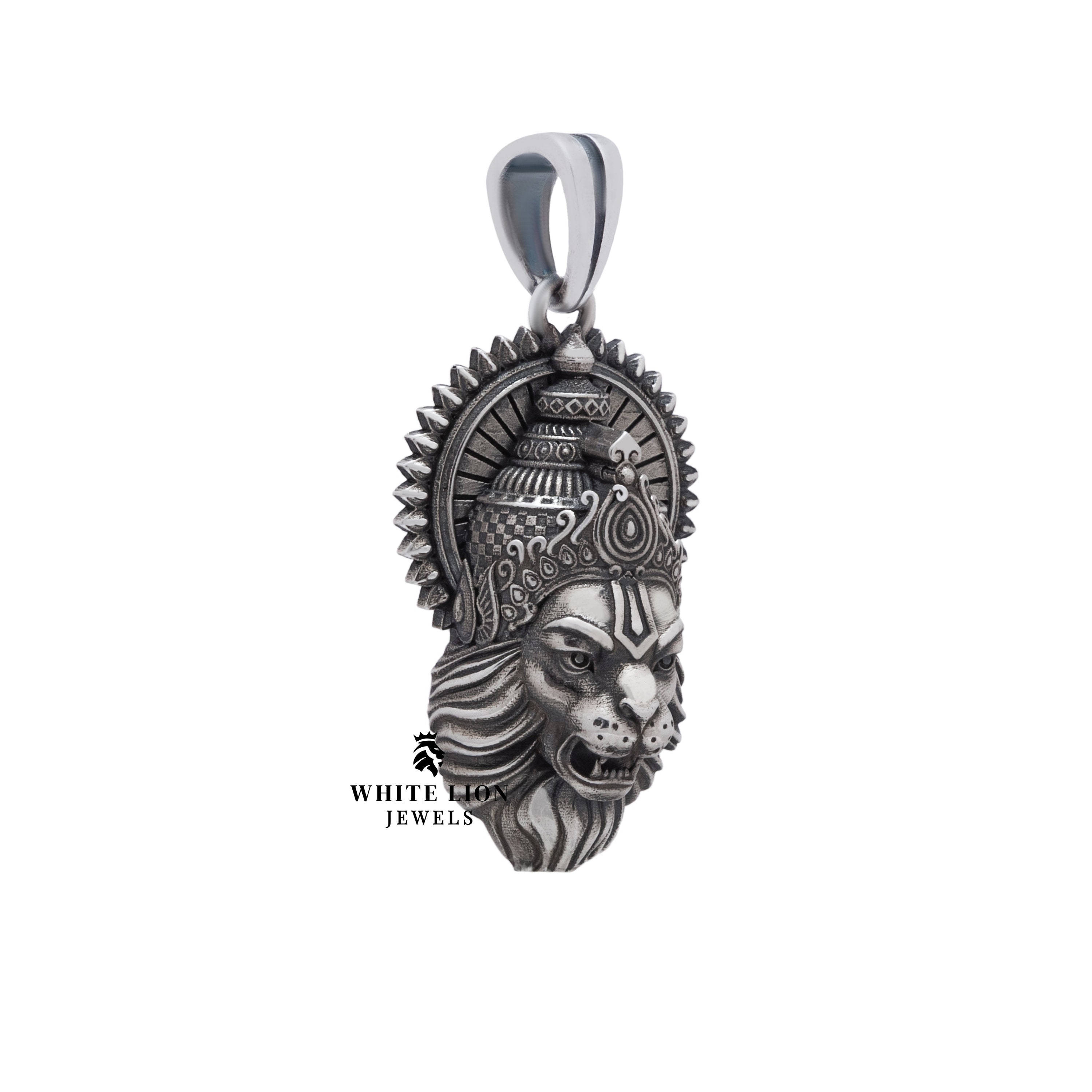 God Narsimha Vishnu Avatar Hinduism Lion Leonine Men Pendant 925 Silver ...