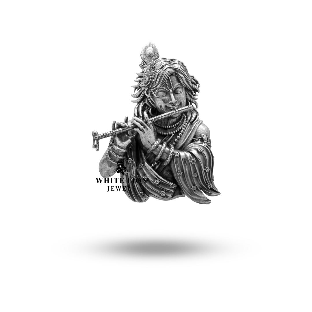 Krishna Vishnu Flute Brooch | 925 Sterling Silver | Spiritual Jewelry ...