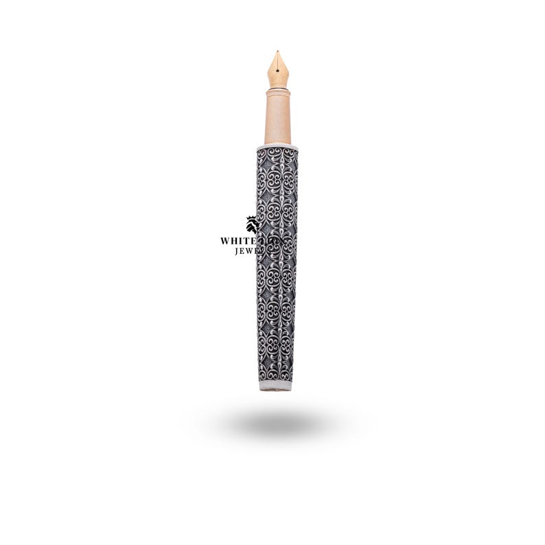 Oxidized 925 Sterling Silver Fountain Pen - Vintage Style Writing ...