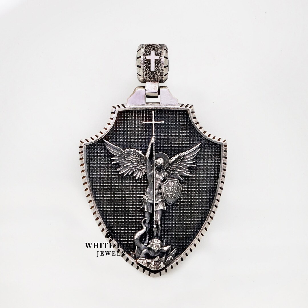 St Michael Archangel God Army Commander Orthodox Shield Pendant 925 ...
