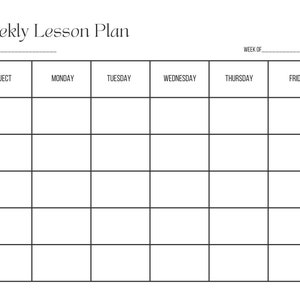 Weekly Lesson Plan Printable, Homeschool Lesson Plan, Minimalist Lesson ...