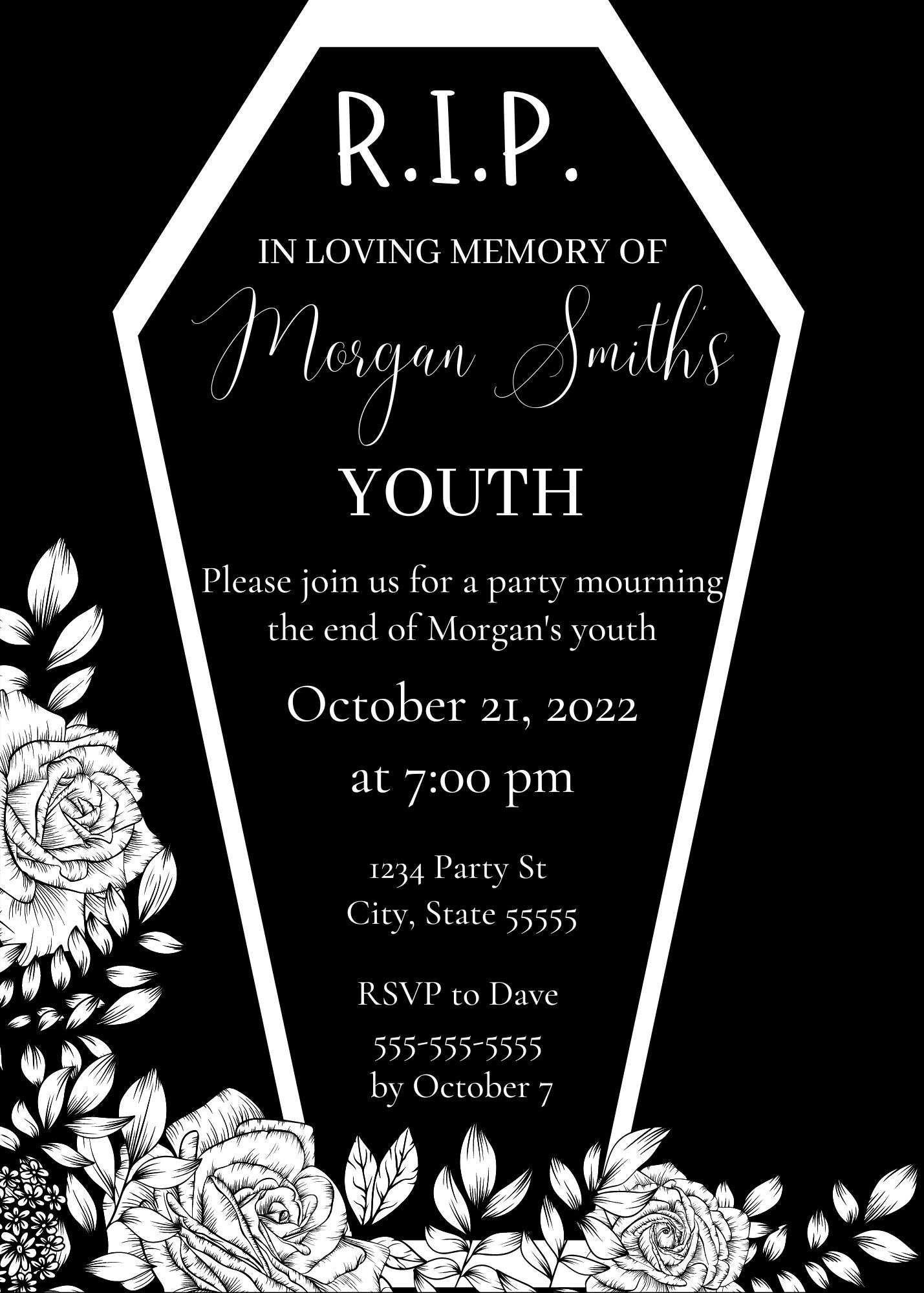 RIP Birthday Invitation Template - Etsy