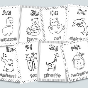 ABC Animal Coloring Pages Cute Animal Drawings Kawaii Animals Letter ...