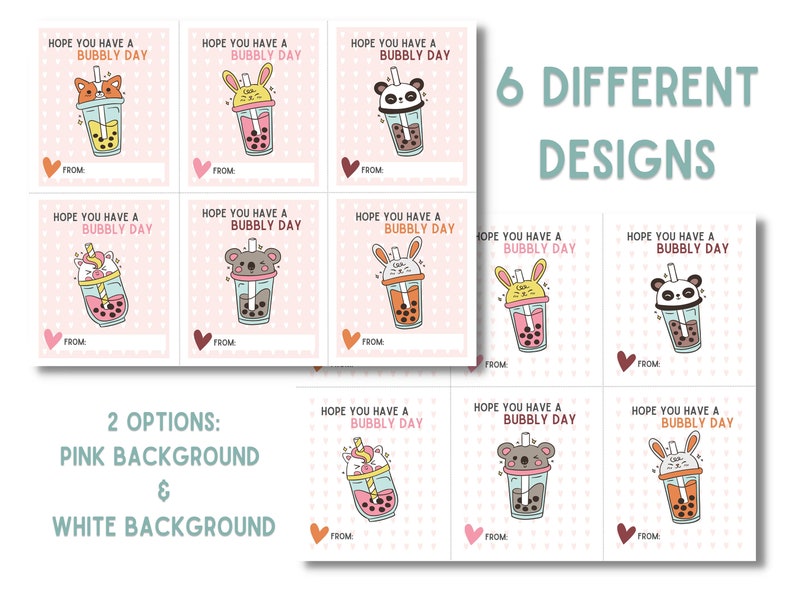 Bubble Tea Valentines | Boba Tea | Digital Download | Printable Cards ...