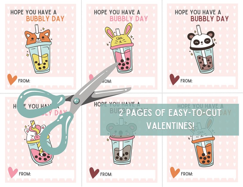 Bubble Tea Valentines | Boba Tea | Digital Download | Printable Cards ...