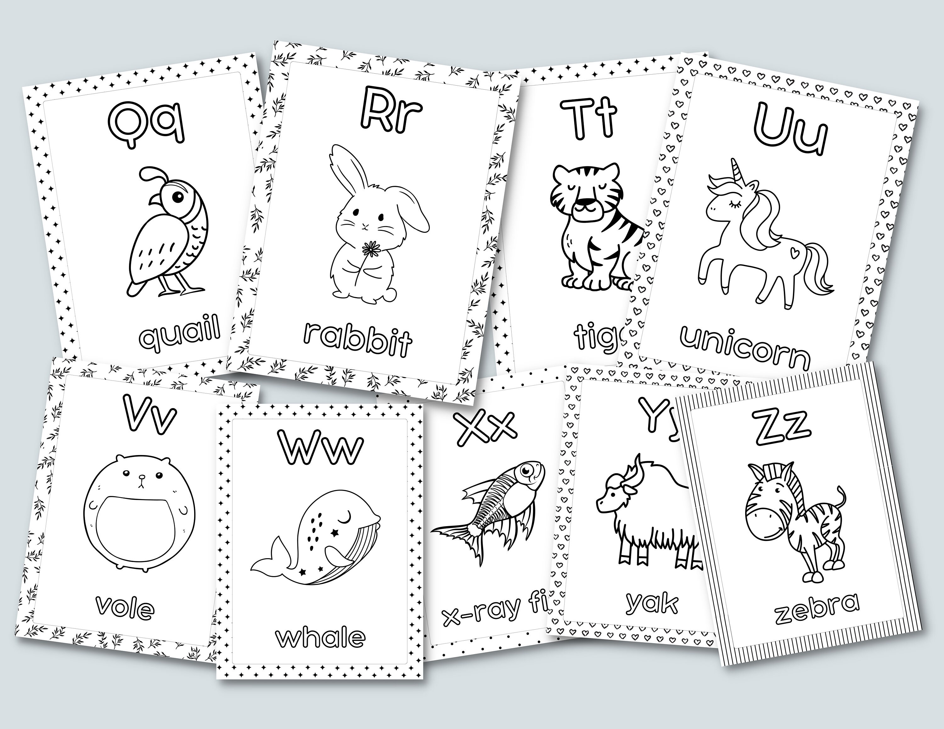 ABC Animal Coloring Pages Cute Animal Drawings Kawaii Animals Letter ...