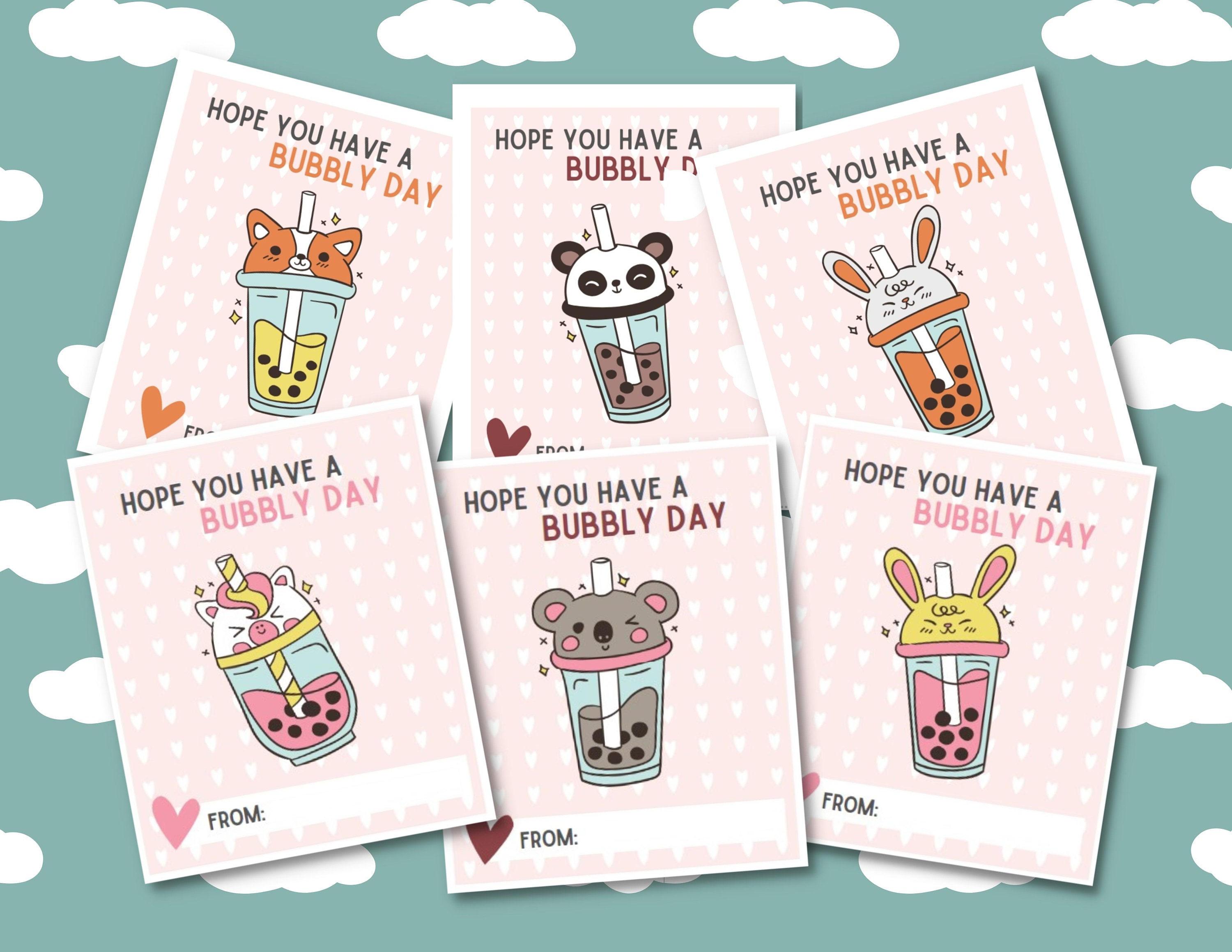 Bubble Tea Valentines | Boba Tea | Digital Download | Printable Cards ...