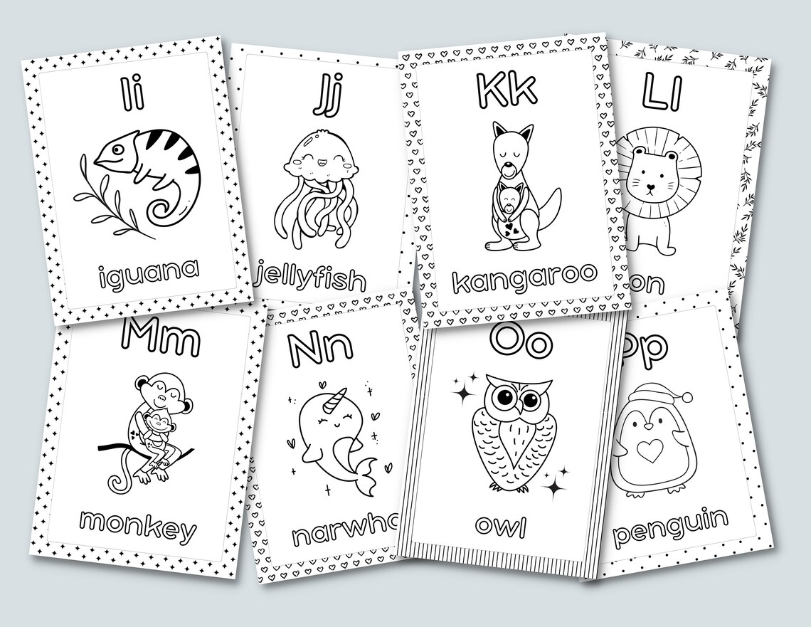 ABC Animal Coloring Pages Cute Animal Drawings Kawaii Animals Letter ...