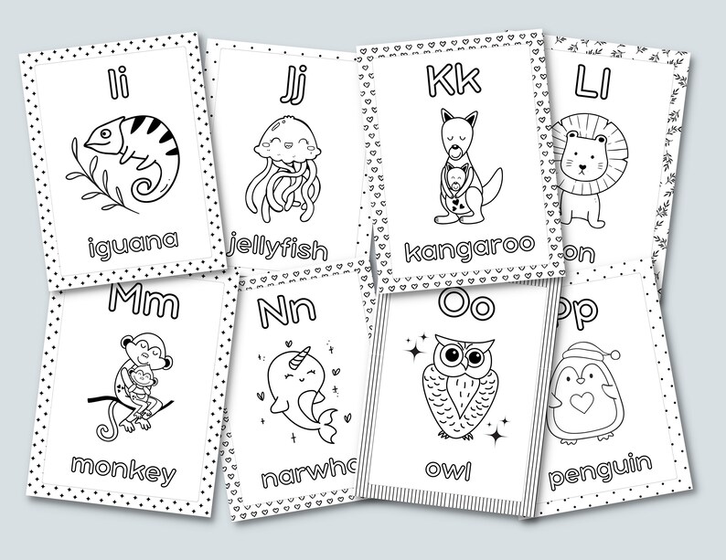 ABC Animal Coloring Pages Cute Animal Drawings Kawaii Animals Letter ...