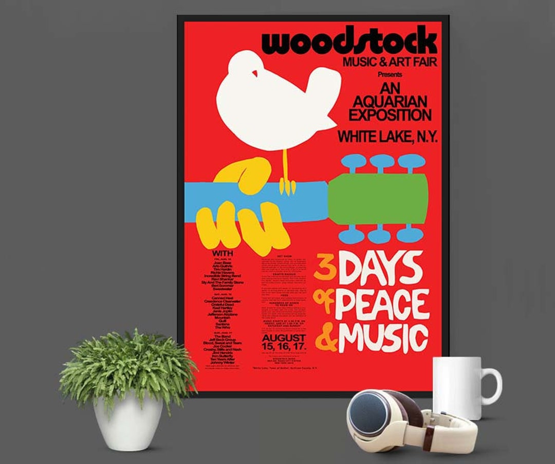 Woodstock Rare Poster restored: Guest Band Are Names Readable Multi ...