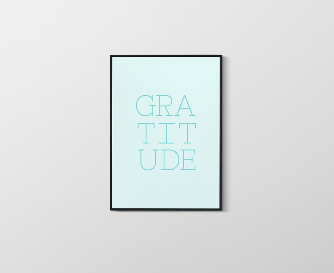 Gratitude Light Blue Wall Print Digital Download Minimal - Etsy