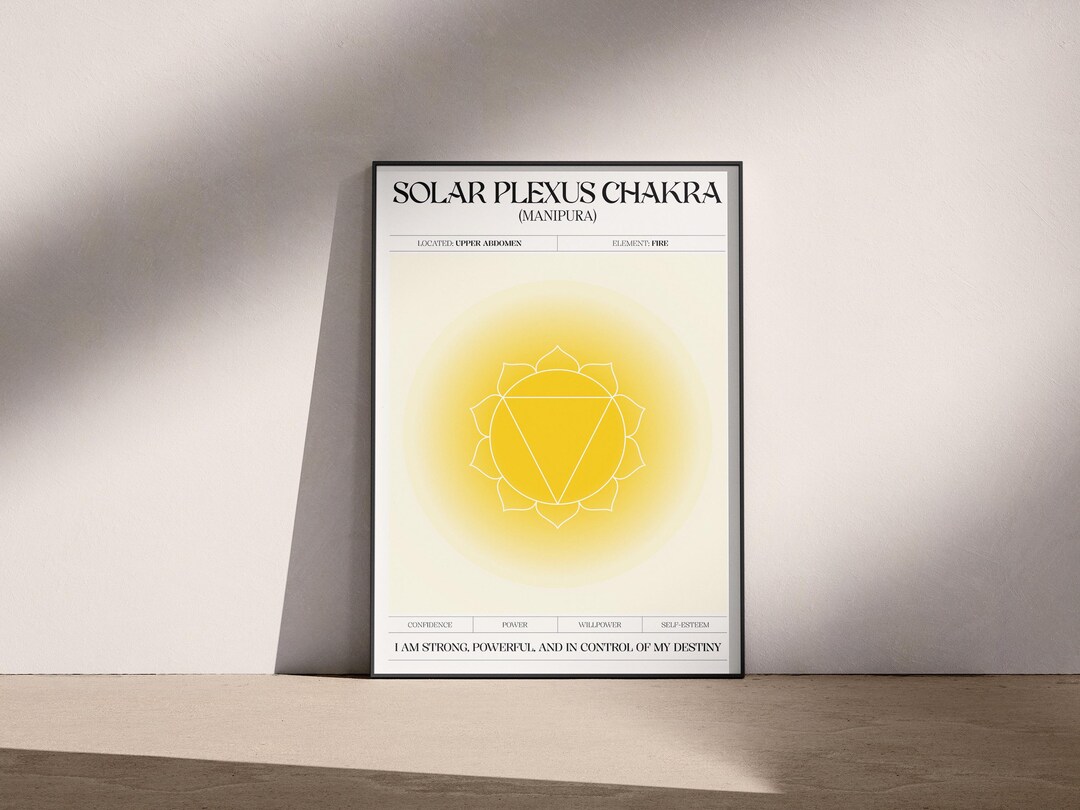 SOLAR PLEXUS CHAKRA Wall Decor Print Yellow Aura Gradient Spiritualism ...