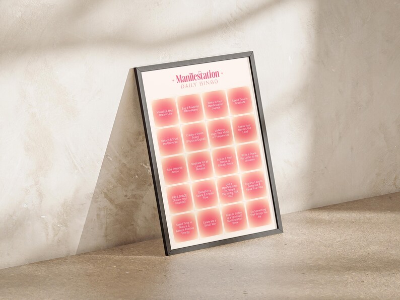 Manifestation Bingo Wall Art Printable, Daily Spiritual Routine Poster ...
