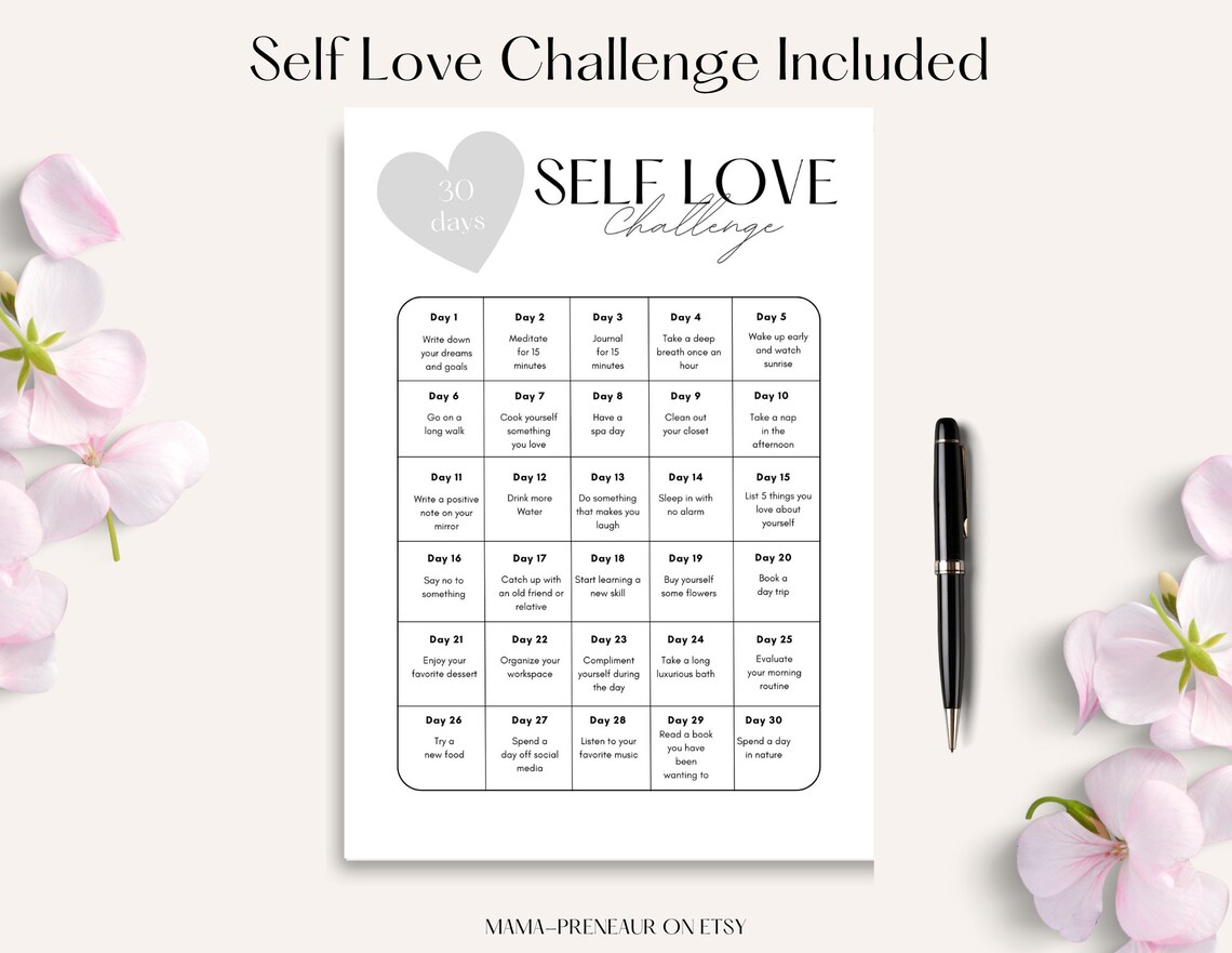 Printable Self Love Journal Daily Planner Self Love Planner Mom Planner ...