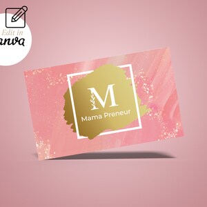 Pink and Gold Business Card QR Code Business Card Template Editable ...