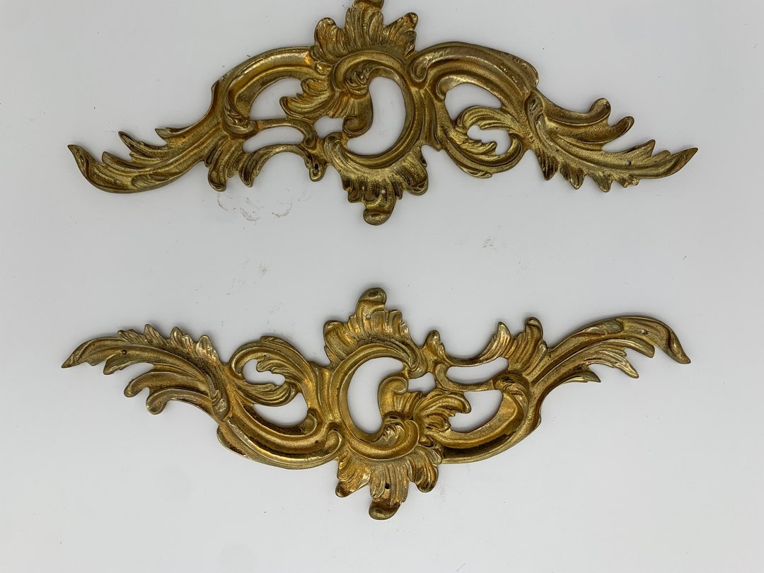 Pair of Brass Motif Decor. 10x3.5in. Hand Made. Louis XV Classic ...