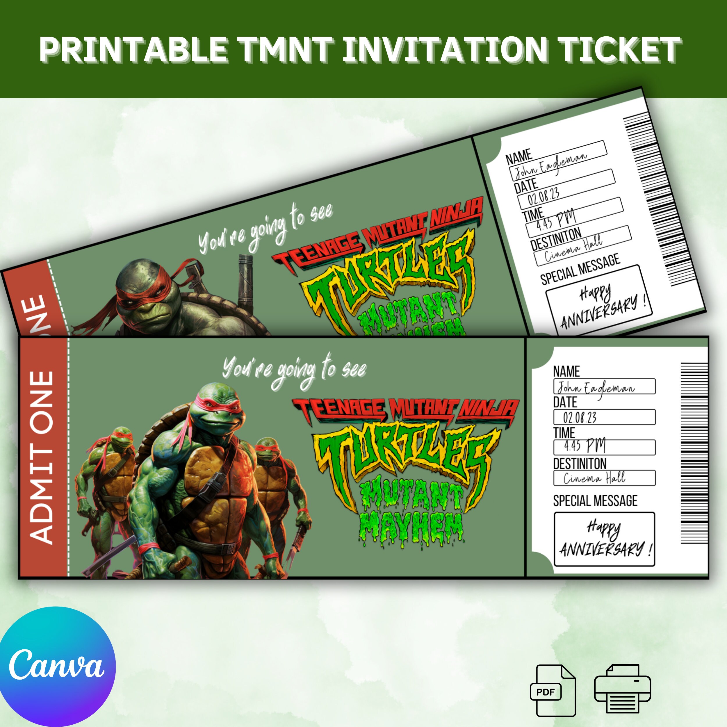 Handmade Tmnt Invitations