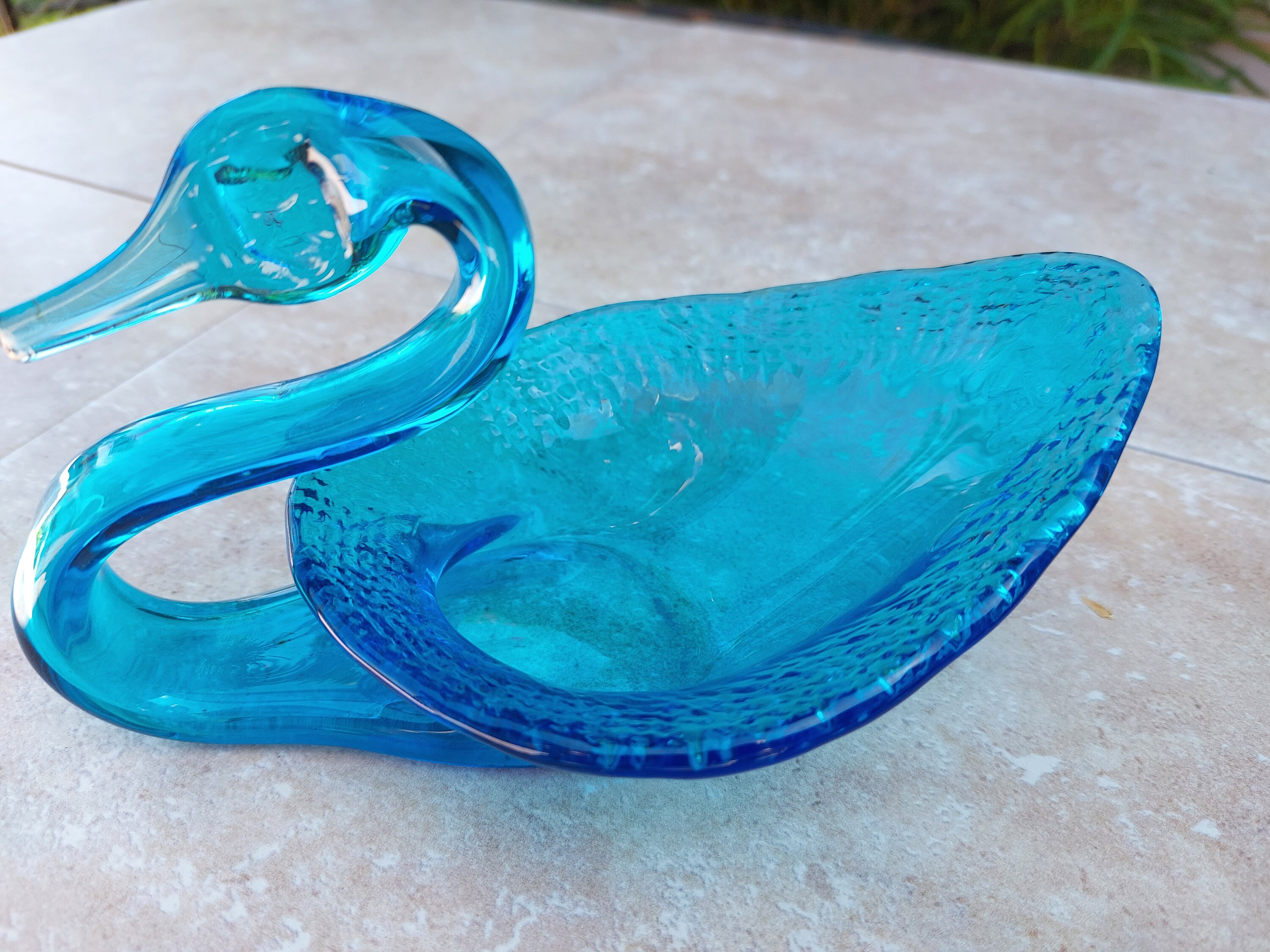 Vintage Blue Swan hand Blown Art Glass - Etsy
