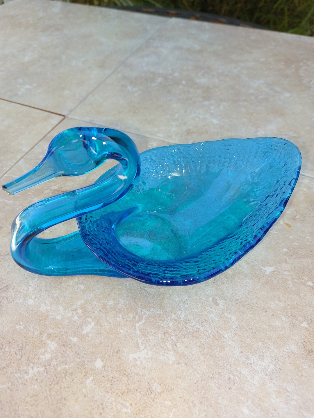 Vintage Blue Swan hand Blown Art Glass - Etsy