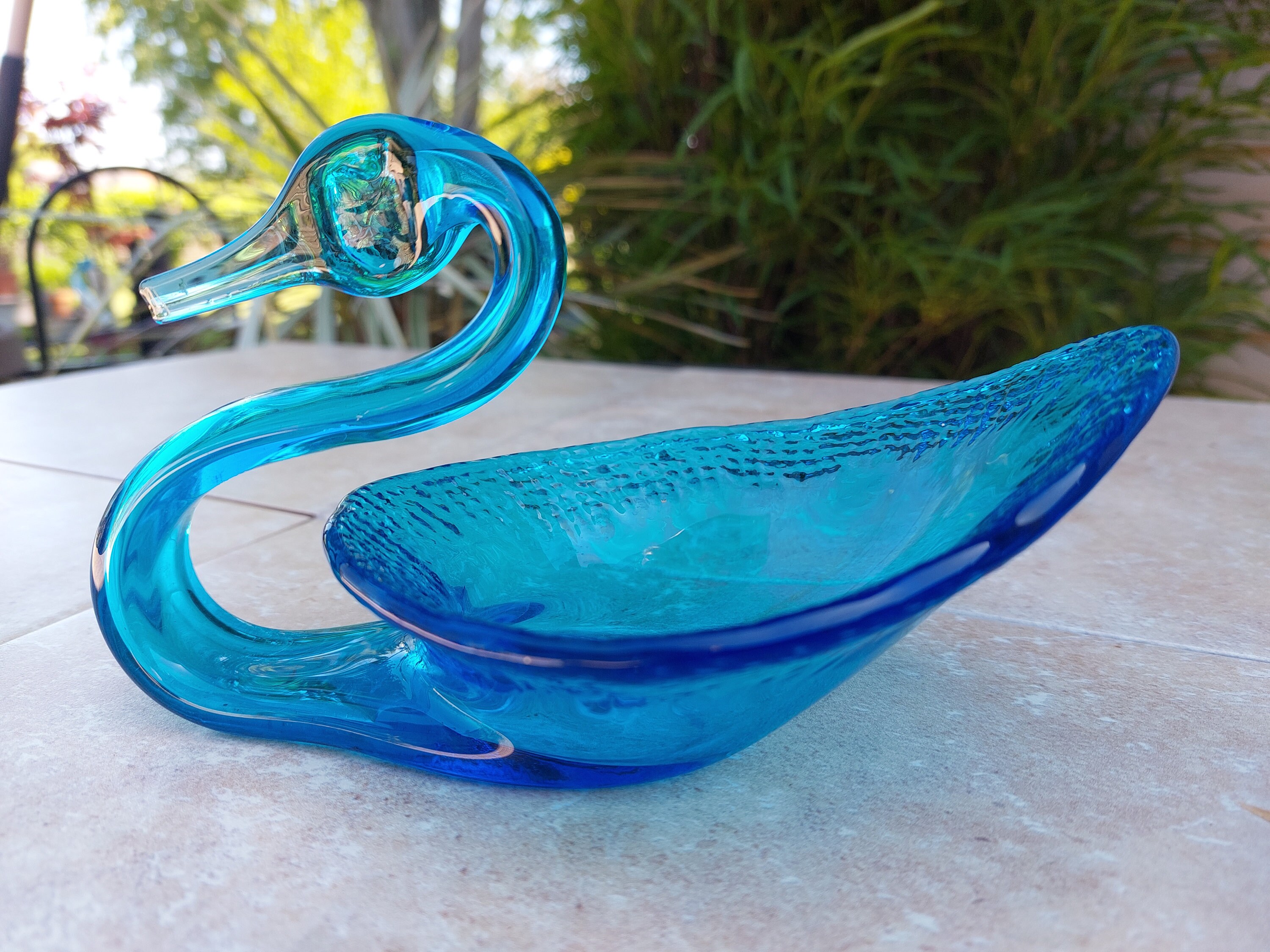 Vintage Blue Swan hand Blown Art Glass - Etsy