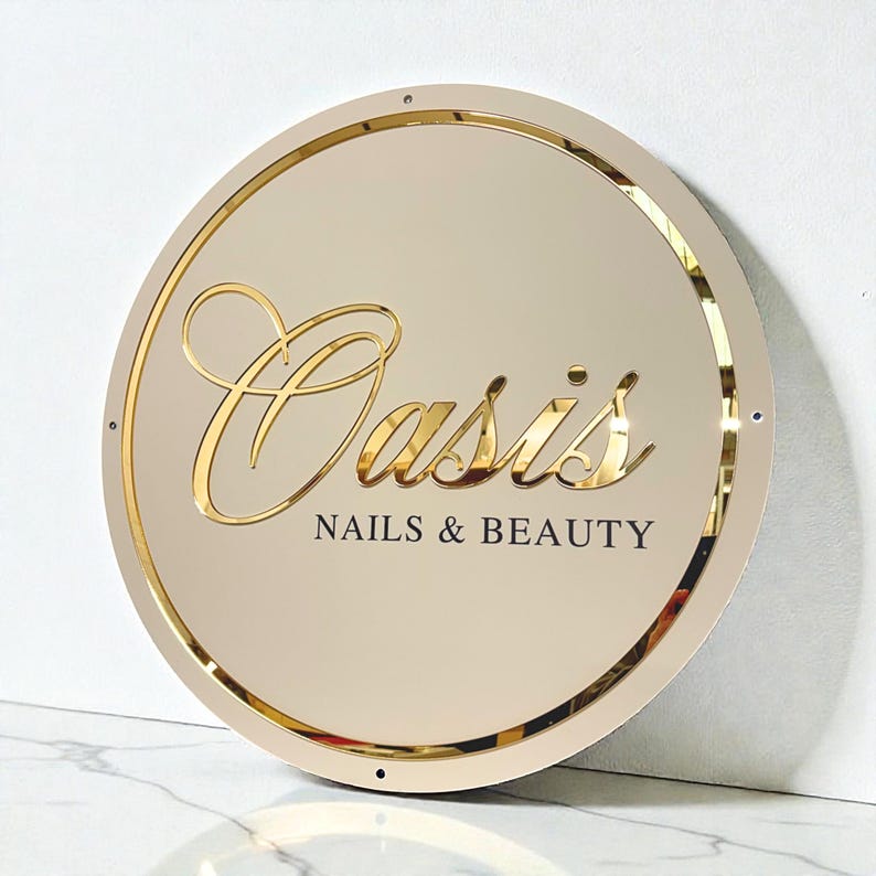 Circular 3D Acrylic Business Logo Sign – Custom Salon, Spa & Studio ...