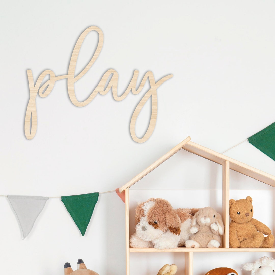 Play Wooden Wall Sign - Children's Playroom Decor Ideas - Bedroom ...