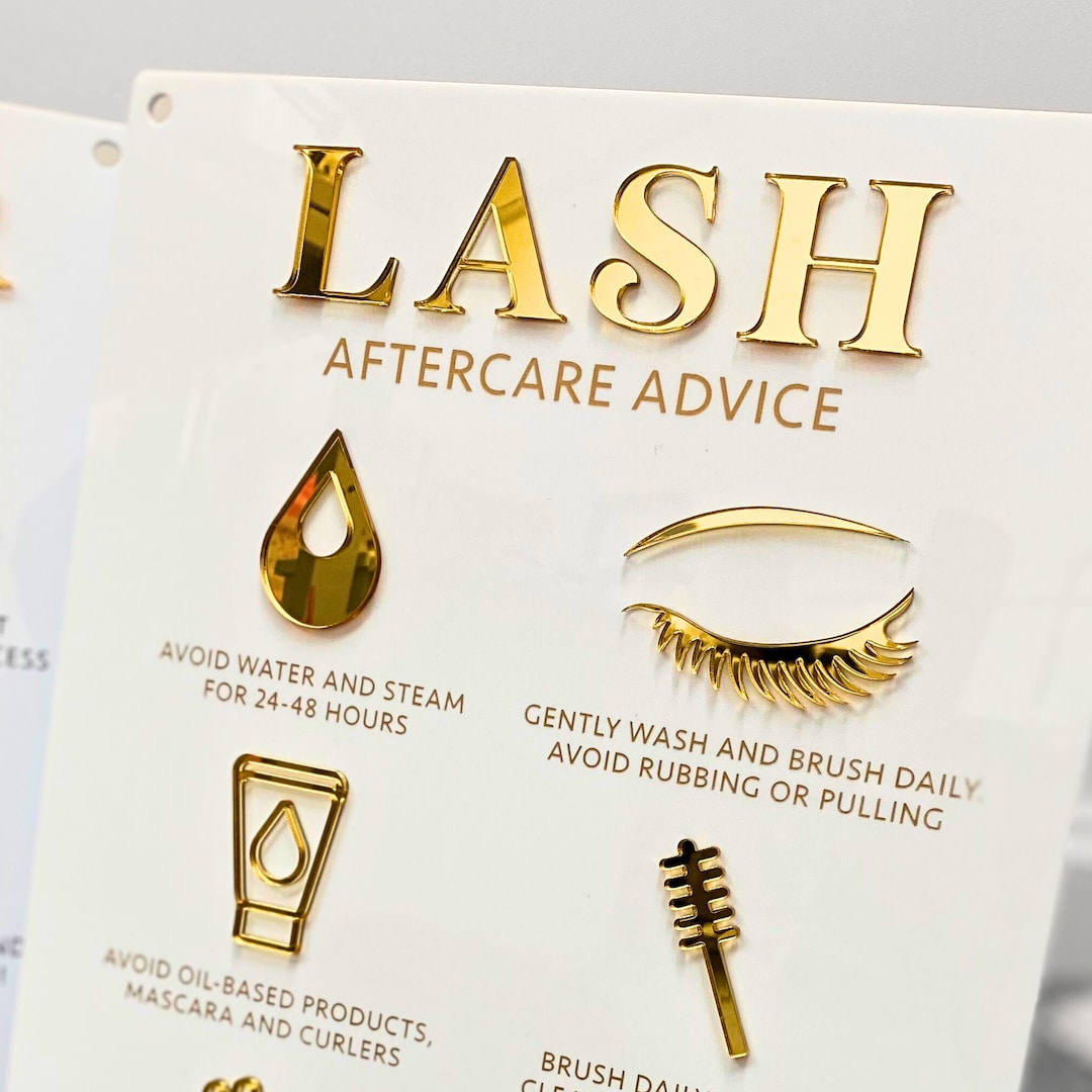 Lash Aftercare Advice 3D Acrylic Sign | Aesthetics Display Signage ...