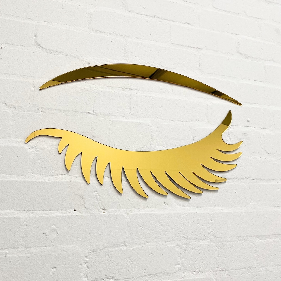 3D Brow & Lash Acrylic Wall Sign | Lash Lounge Decor | Gold Mirror ...