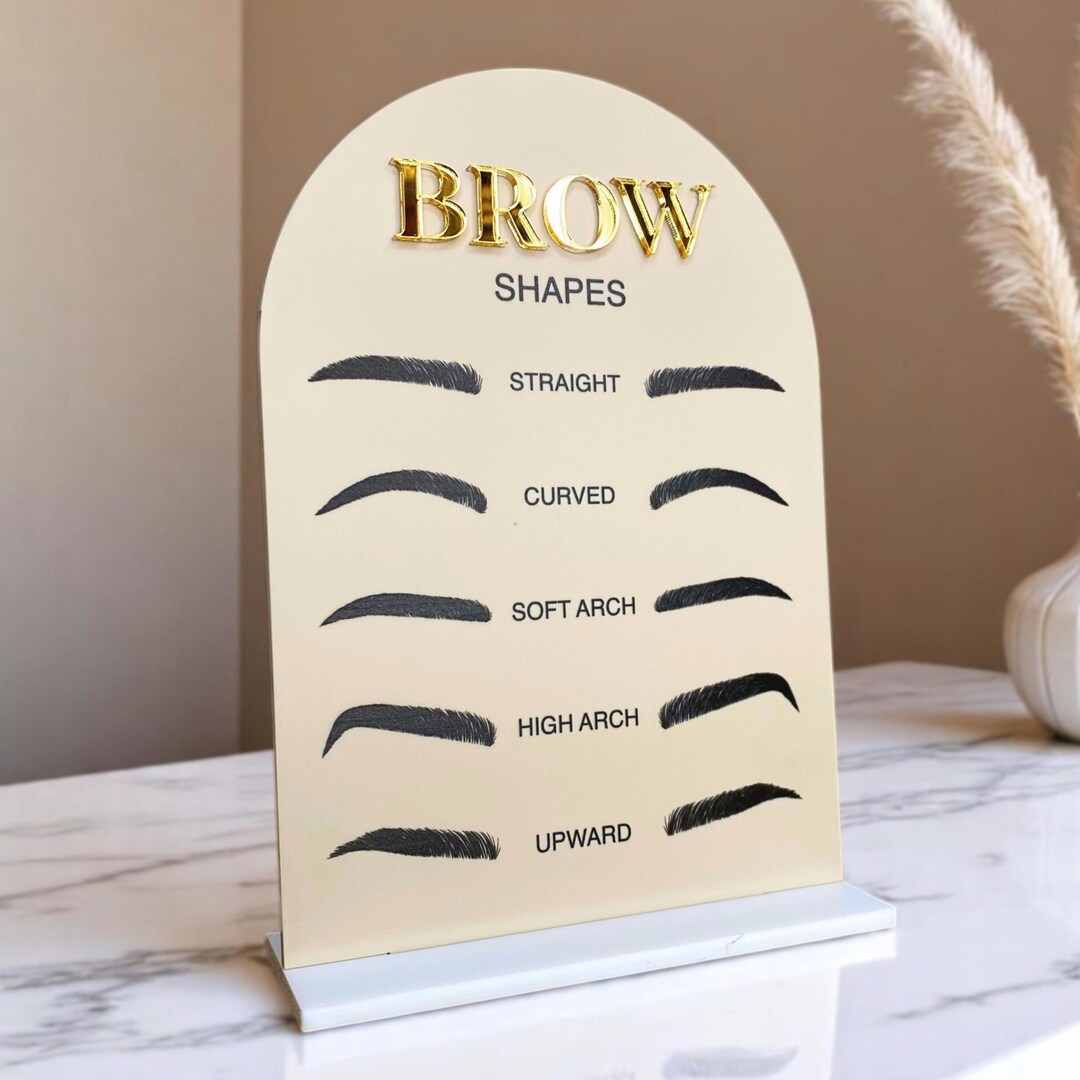 Brow Shapes Sign | Small Acrylic Arch Desk Sign for Brow Artist Station ...
