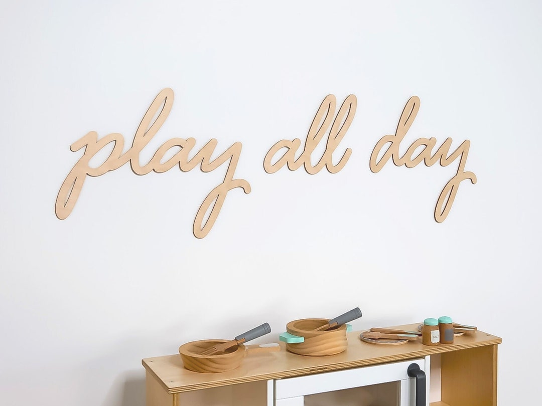 Play All Day Wall Sign Children's Playroom Decor Bedroom, Nursery ...
