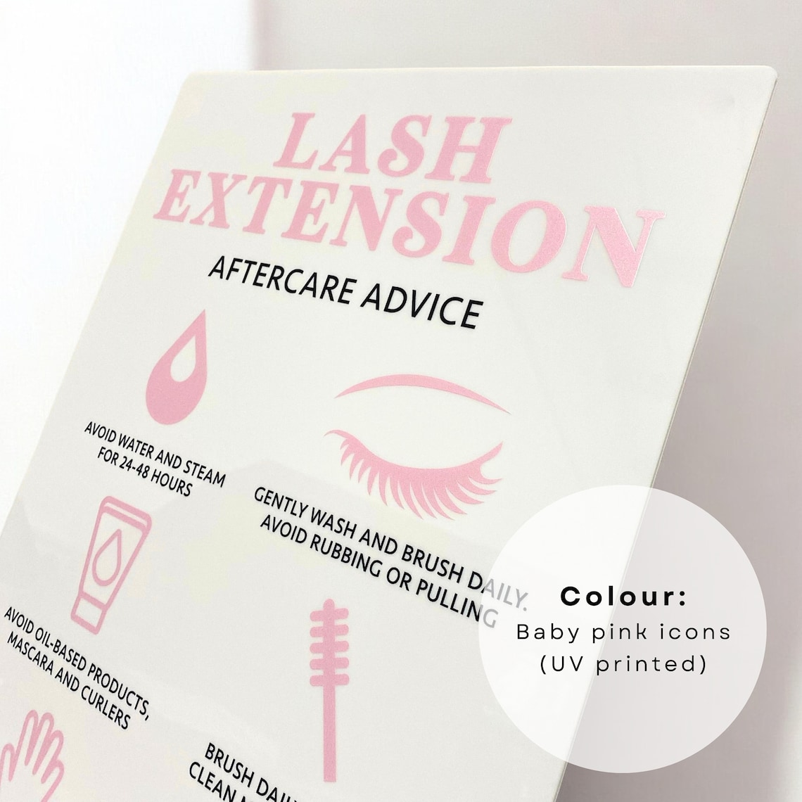 Lash Extension Aftercare Advice Sign | 3D Acrylic Aesthetics Display ...