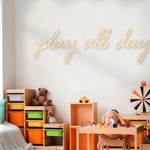 Play All Day Wall Sign - Children's Playroom Decor - Bedroom, Nursery ...