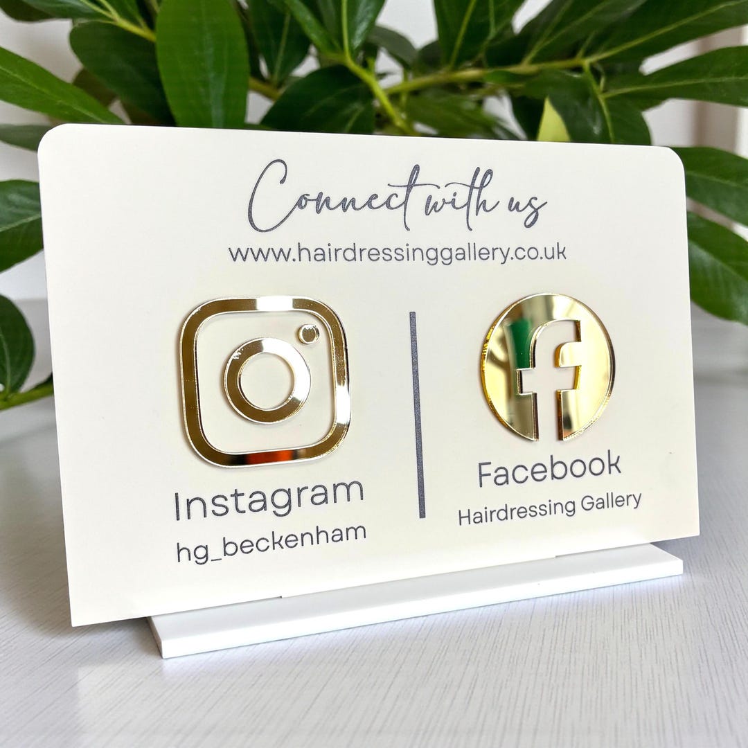 Custom Social Media Stand Sign | Business Counter Display Plaque ...